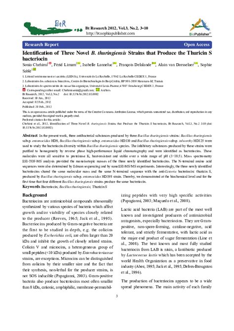 Pdf Identification Of Three Novel B Thuringiensis Strains That Produce The Thuricin S Bacteriocin