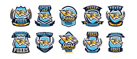 화려한 엠 블 럼 기호 스티커 적극적인 폭스 설정 공격 프레데터 준비가 되어 있습니다 벡터 일러스트 레이 션 역동적이 고 스포츠 스타일 T셔츠에 인쇄 농구팀에 대한 스톡