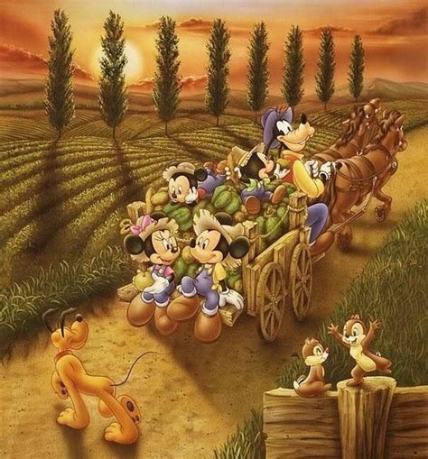 Mickey And Minnie With Mickeys Nephews Goofy Pluto And Chip And Dale