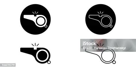 라인 스타일로 휘파람을 불다 심판이나 트레이너를 위한 휘파람 휘파람 아이콘의 집합입니다 Championship에 대한 스톡 벡터
