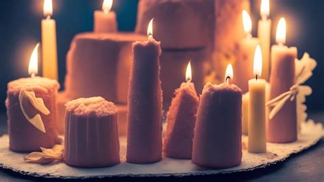 Premium Ai Image Candles On A Plate With A Stack Of Candles In The