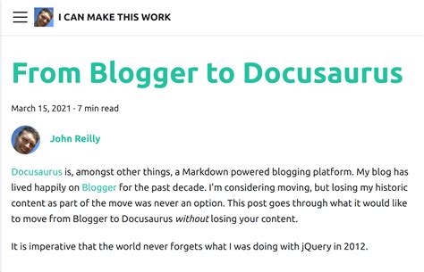 The Definitive Guide To Migrating From Blogger To Docusaurus Johnnyreilly