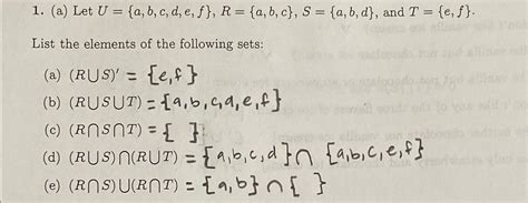Solved A Let U A B C D E F R A B C S A B D And Chegg Com