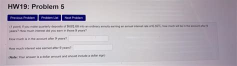 Solved Hw19 Problem 5 Previous Problem Problem List Next