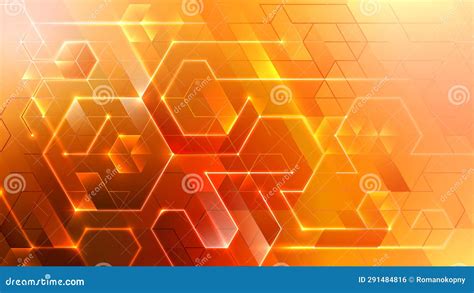 Mosaic Amber Background Glowing Composition With Triangle Tiling Stock
