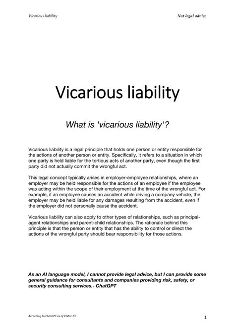 Pdf Vicarious Liability What Is Vicarious Liability