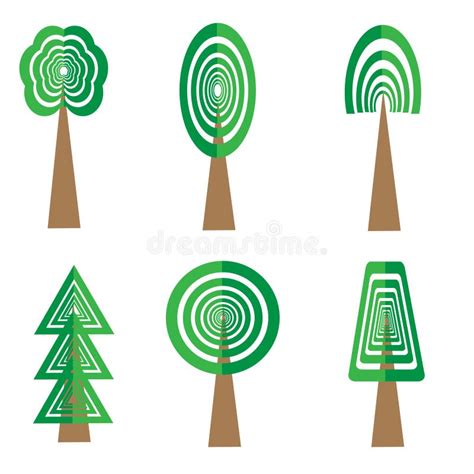 Trees Set In A Flat Design Stock Vector Illustration Of Simple Paper