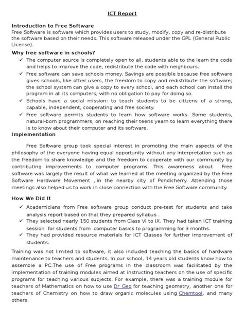 Ict Report Pdf Free Software Source Code