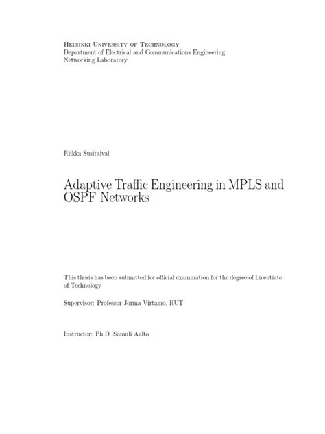Adaptive Trafficc Engineering In Mpls And Ospf Networks Pdf Routing Quality Of Service