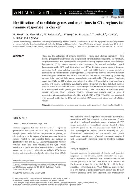 Pdf Identification Of Candidate Genes And Mutations In Qtl Regions