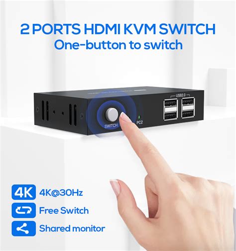 High Quality Kvm Switch 4K 30Hz USB HDMI Over Switches Support Keyboard Mouse 2 Ports HDMI