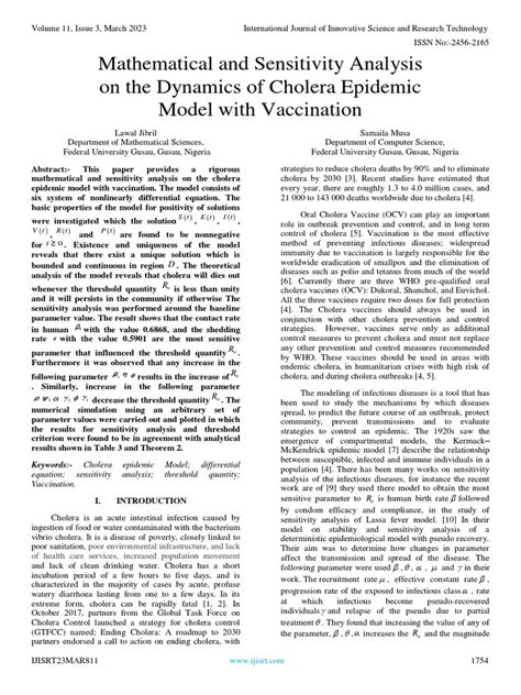Mathematical And Sensitivity Analysis On The Dynamics Of Cholera Epidemic Model With Vaccination