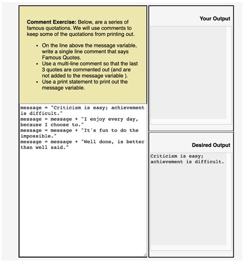 Solved Your Output Comment Exercise Below Are A Series Of