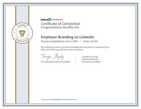 Certificate Ofcompletion Employer Branding On Linkedin PPT
