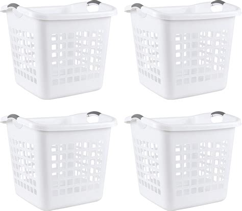 Zopnny 4 Pack Easy Carry Plastic Laundry Hamper Laundry Basket With