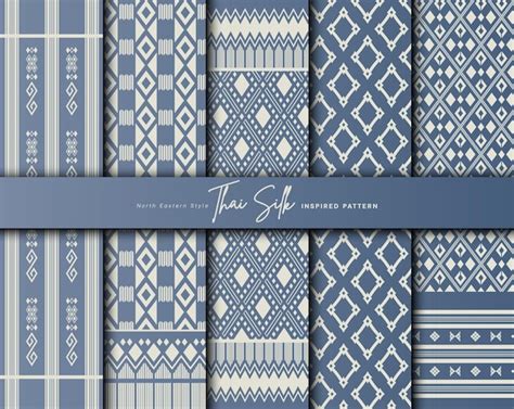 Premium Vector Set Of 5 Colorized Seamless Background Pattern Inspired By North Eastern Style