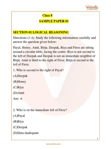 Imo Class 8 Sample Question Paper 1 For The Year 2023 24 Pdf Area Mathematical Concepts