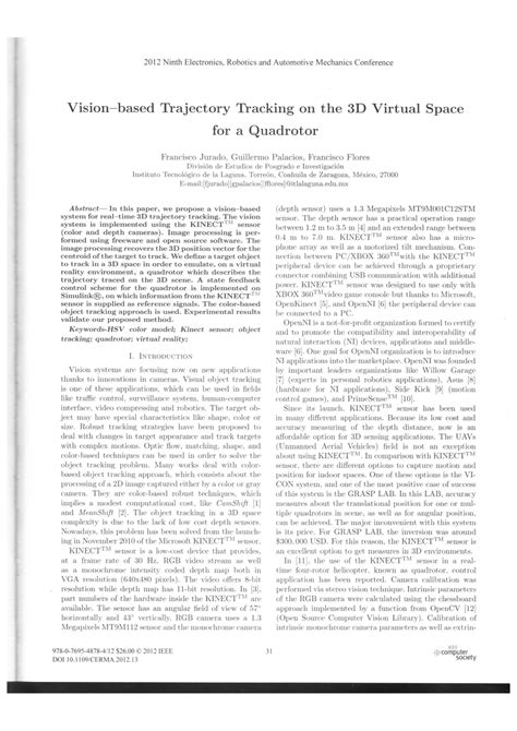 Pdf Vision Based Trajectory Tracking On The 3d Virtual Space For A