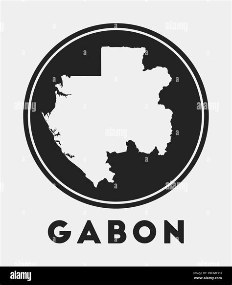 Gabon Icon Round Logo With Country Map And Title Stylish Gabon Badge With Map Vector