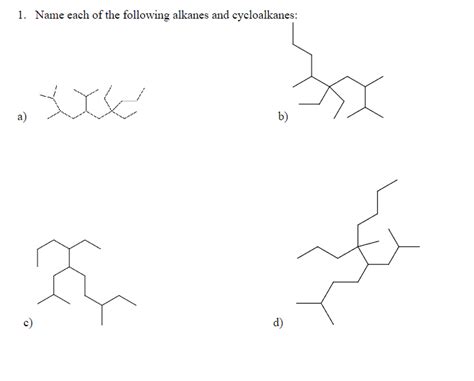 solved 1 ﻿name each of the following alkanes and