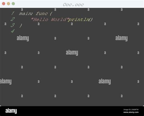 Ooc Language Hello World Program Sample In Editor Window Illustration