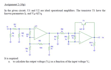 Solved Assignment 210pin ﻿the Given Circuit U1 ﻿and U2