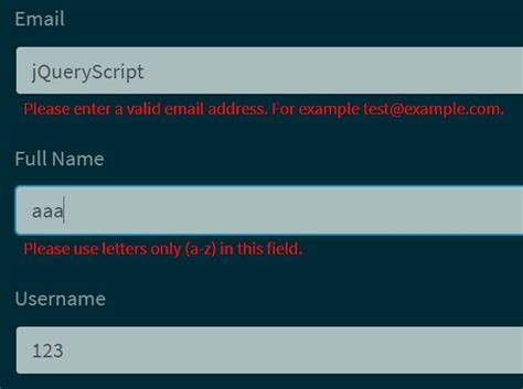Extensible Form Validation Plugin Easy Validator Free Jquery Plugins