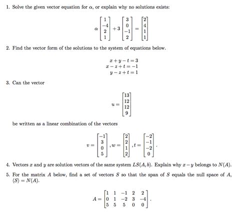 Solved Solve the given vector equation for α or explain Chegg com