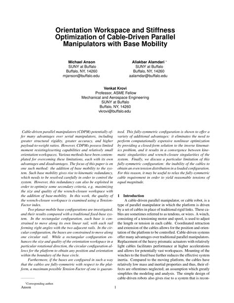 Pdf Orientation Workspace And Stiffness Optimization Of Cable Driven Parallel Manipulators