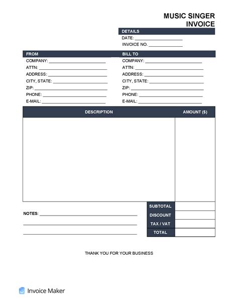 Free Musician Invoice Template Free Printables
