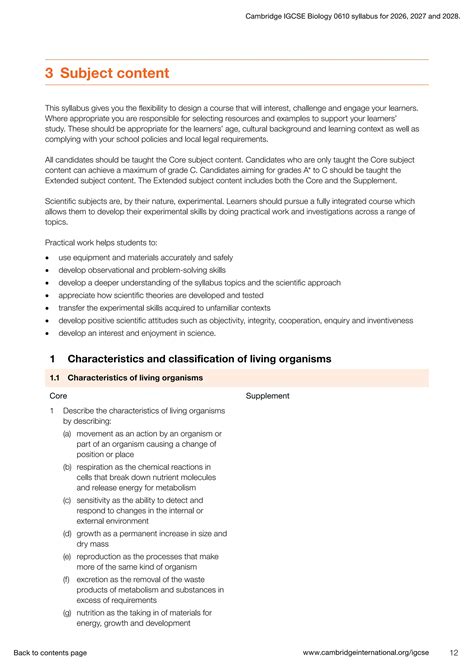 Igcse Biology 0610 2026 2028 Syllabus Pdf