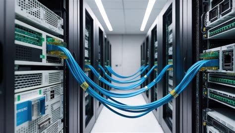 A Modern Data Center Showcasing Hightech Server Network Infrastructure Premium Ai Generated Image