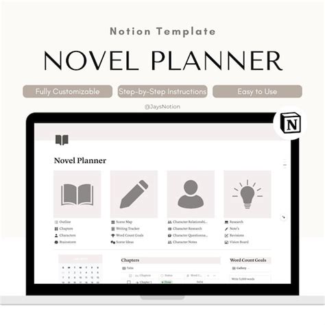 Notion Template To Writing A Book Etsy