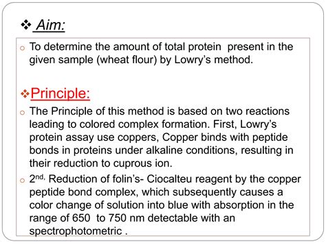 lowery s protein quantification method pptx chemistry science
