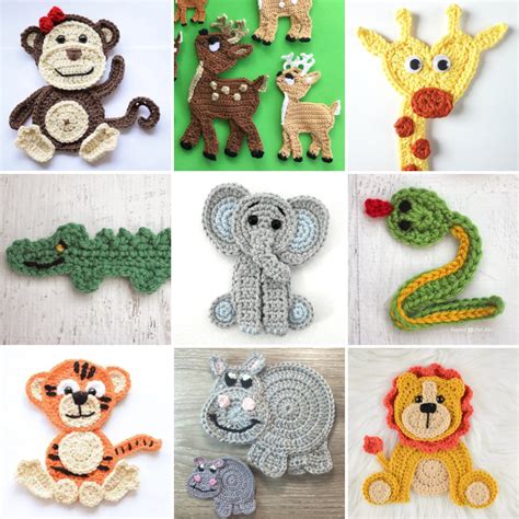 Printable Free Crochet Zoo Animal Applique Patterns Pattern And Stencils