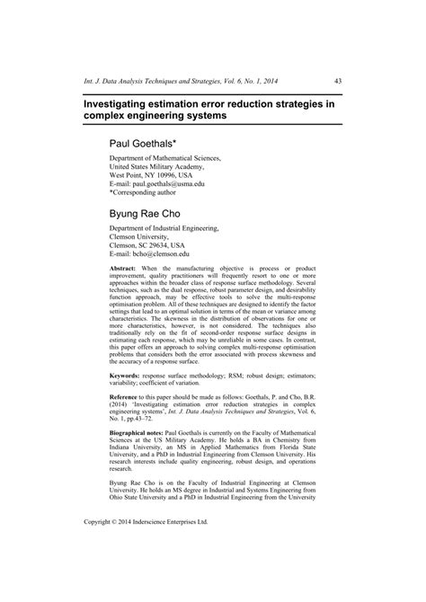 Pdf Investigating Estimation Error Reduction Strategies In Complex