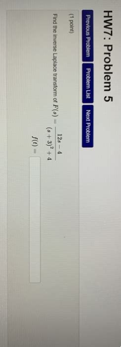 Solved Hw7 Problem 5 Previous Problem Problem List Next