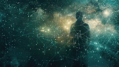 An Abstract Visual Of A Human Silhouette Filled With A Galaxy Of Digital Data Points And