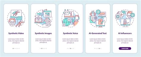 Premium Vector Synthetic Media Types Onboarding Mobile App Screen