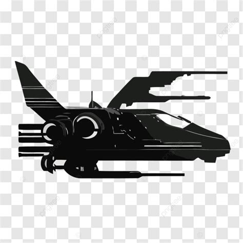 조종석이 있는 우주선은 흰색 배경에 표시됩니다 벡터 흰색 바탕에 인터셉터 선박의 단순한 검은색 아이콘 그림자 없음 작은 프레임 중앙 Png 일러스트 및 벡터 에 대한