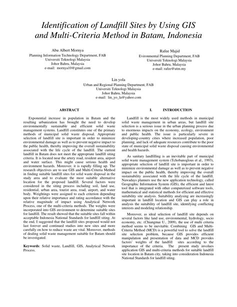 Pdf Identification Of Landfill Sites By Using Gis And Multi Criteria