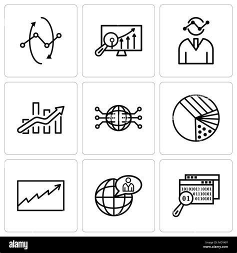 Set Of 9 Simple Editable Icons Such As Data Search Global User Data