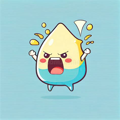 Cute Drop Cartoon Character Gets Angry And Screams Cartoon Style Modern Simple Illustration