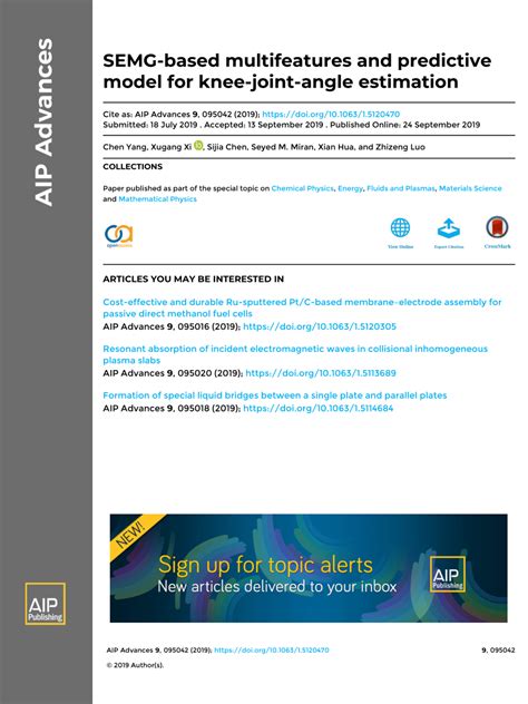 Pdf Semg Based Multifeatures And Predictive Model For Knee Joint