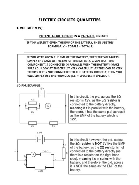 Igcse Physics Electric Circuits Quantities Pdf Series And Parallel Circuits Electrical