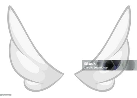 손으로 그린된 천사 또는 새 날개 흰색 배경에 고립 된 도면 요소를 설명 했다 벡터 일러스트입니다 개체 그룹에 대한 스톡 벡터