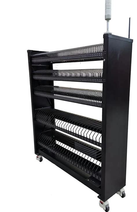 Carbon Steel Smd Smt Esd Pcb Reel Shelf 5 Tiers Chrome Wire Storage Shelving Rack Trolley Cart