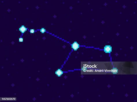 픽셀 아트 스타일의 강아지 별자리 복고풍 비디오 게임 스타일의 밤하늘에 있는 8비트 별 별과 은하의 클러스터 응용 프로그램 배너