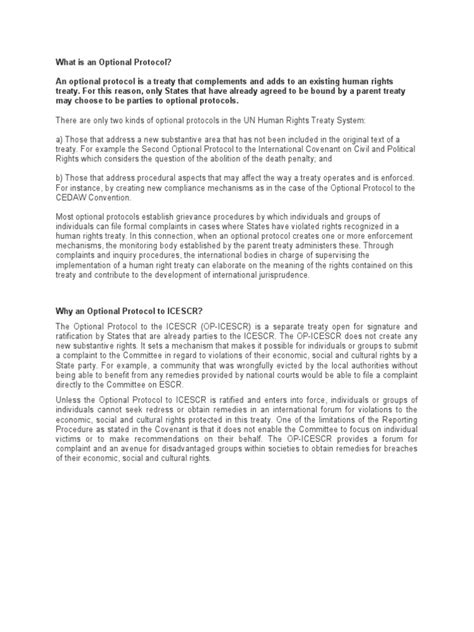 What Is An Optional Protocol Pdf Treaty Human Rights