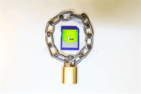 Sd Memory Card Protected By A Lock With A Chain Stock Image Image Of Hacker Plastic 129280491